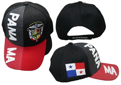 Panama Country Black Red White Letters Crest Patch On Side Embroidered ...