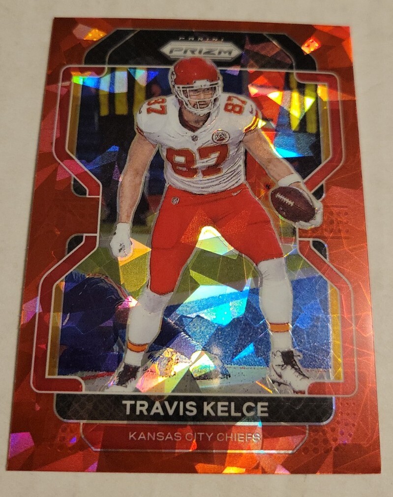 2021 Panini Prizm Travis Kelce #189 Red Cracked Ice Card Kansas City ...