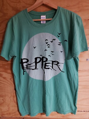 2013 Gildan Softstyle brand "Pepper" band tour sea green graphic t ...