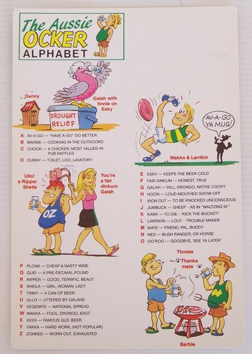 VINTAGE 80s AUSSIE OCKER ALPHABET NUCOLORVUE AUSTRALIA FUNNY SOUVENIR ...