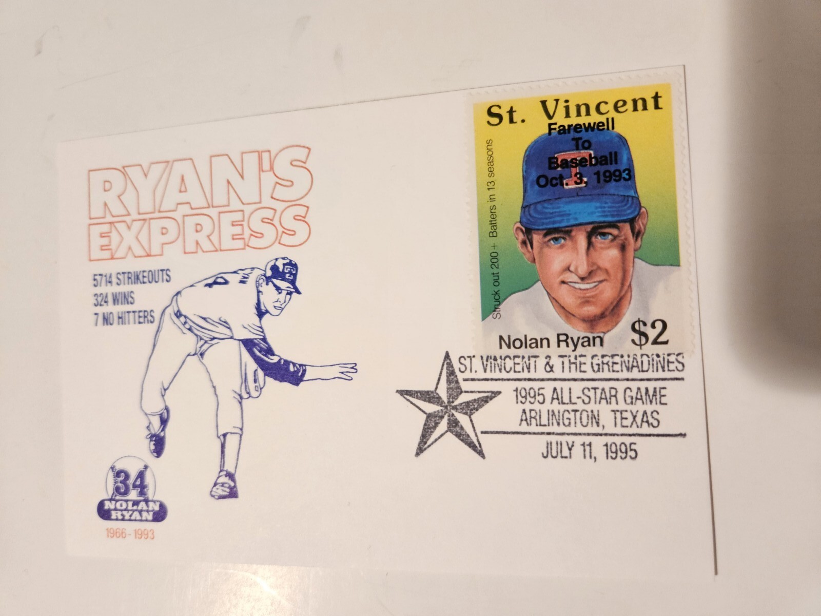 Nolan Ryan 23K Gold Foil Stamp W/COA #1014 Ryan's Express SSCA In ...