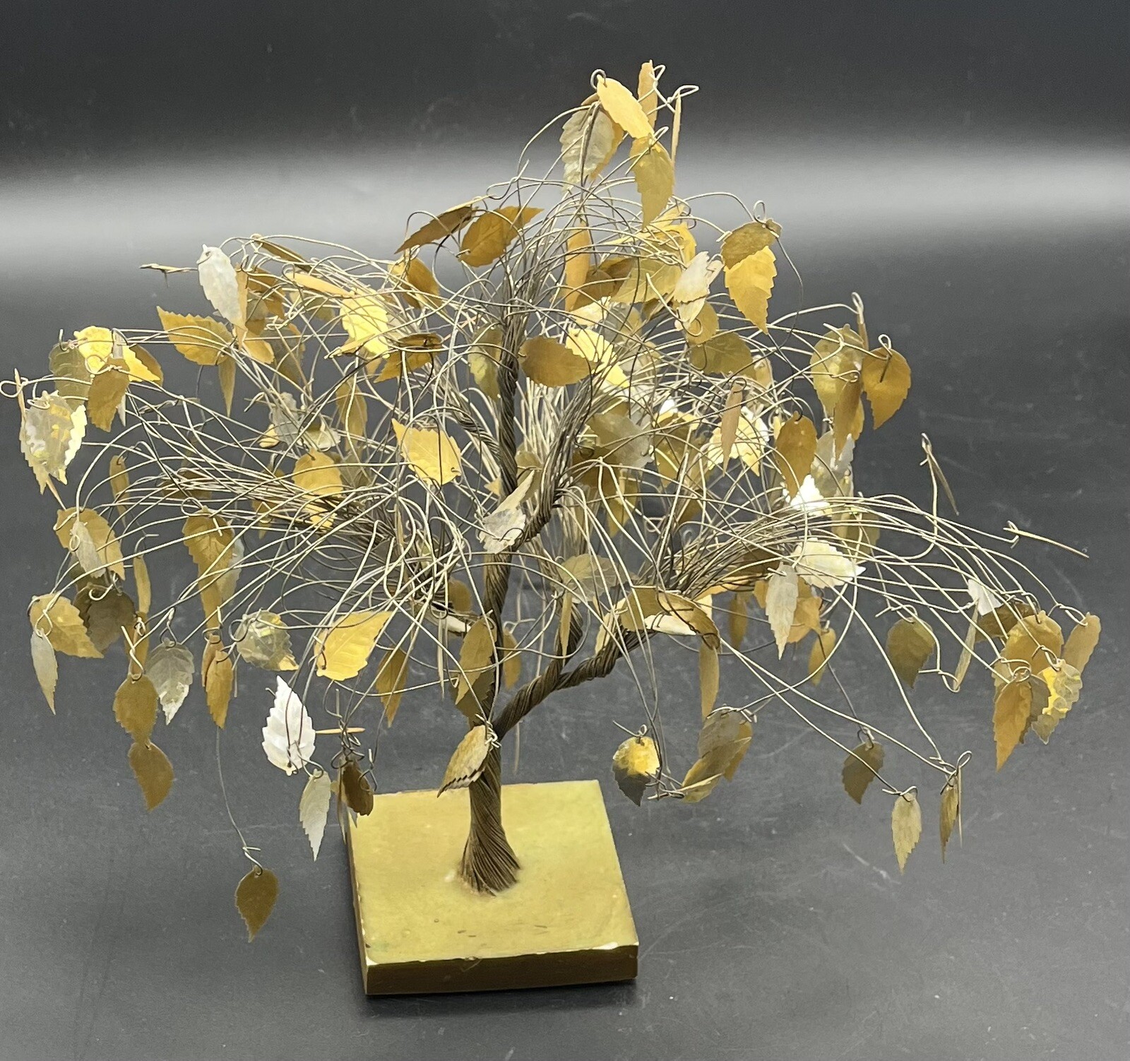 VTG Dream Tree Gold & Silver Leaf Wire Money Tree of Life Art Sculpture ...