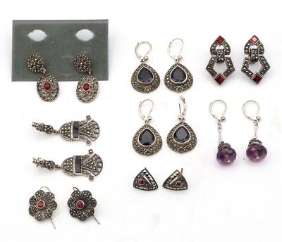 Lot of 8 Judith Jack Sterling Silver Multi-Stone Earrings 80 Grams | eBay