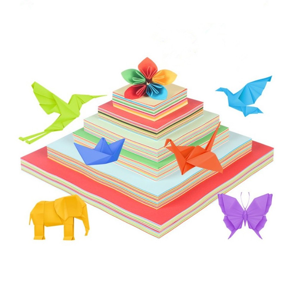 100 Sheets Origami Folding Paper Double Sided Color Decorative Coloured ...