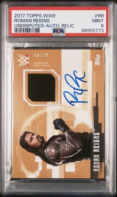2017 WWE Topps Undisputed ROMAN REIGNS Relic Auto Bronze /99 PSA 9 Mint ...