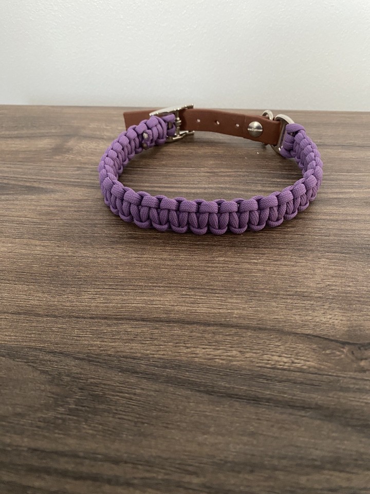 Handmade Purple Dog Collar Small 11” 12” Paracord & Biothane Stainless ...