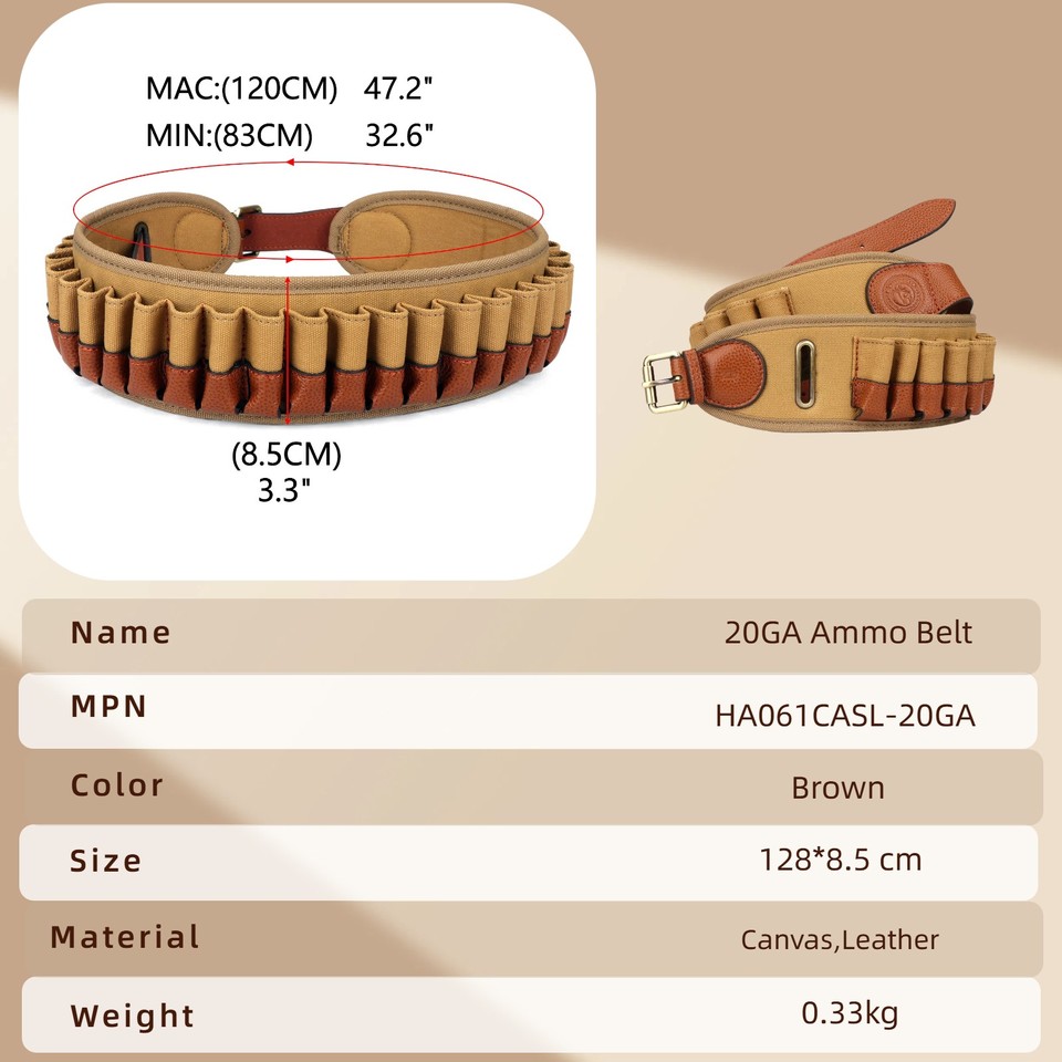 Tourbon Shotgun Bandoleer Cartridges Belt 20 Gauge Shells Holder 25 ...