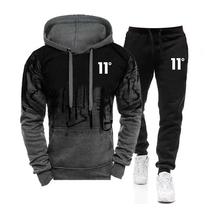 2024 Mens New Tracksuit Hoodies+Black Sweatpants Male Casual Sports ...