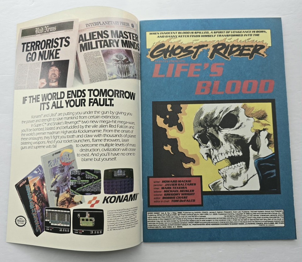 GHOST RIDER #1 COMIC BOOK (MARVEL, 1990) COPPER 1st Danny Ketch as ...