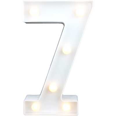 White Plastic Light Up LED Marquee Number 7 Party Table Decoration ...