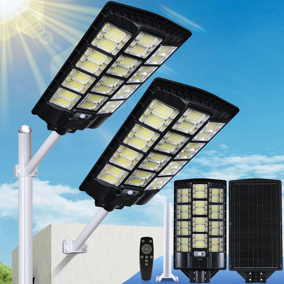 Commercial 99990000LM LED Outdoor Dusk to Dawn Solar Street Light Road ...
