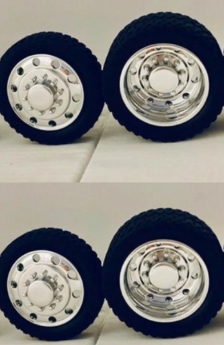 1:8 Truck 17” Alcoa Dually Wheels In Standard Rubber Tires (2 Front 2 ...