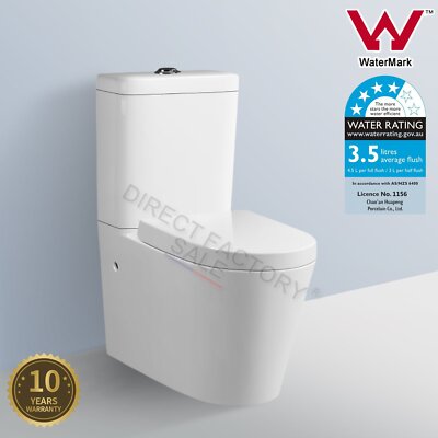 WELS Wall Faced Box Rim Ceramic Toilet Suite Dual Flush Soft Close Seat ...
