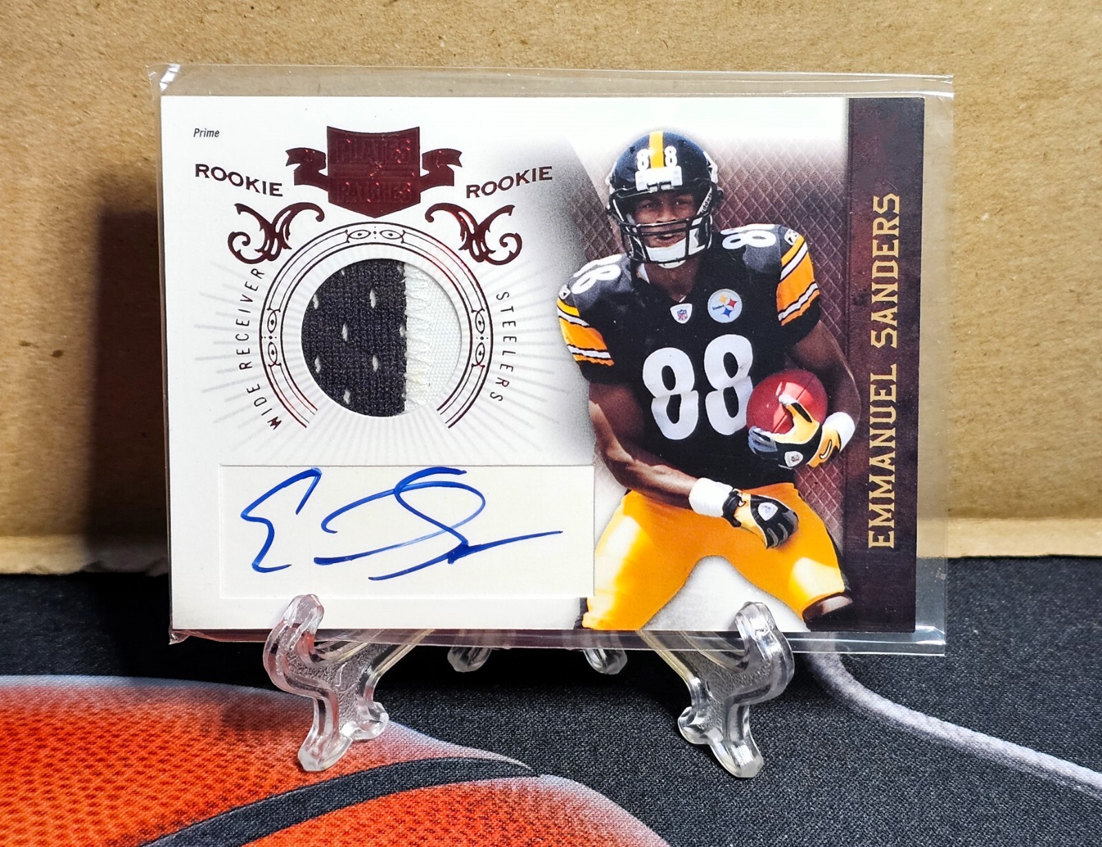 2010 Plates & Patches EMMANUEL SANDERS 2 Color Rookie Patch Auto 675/ ...