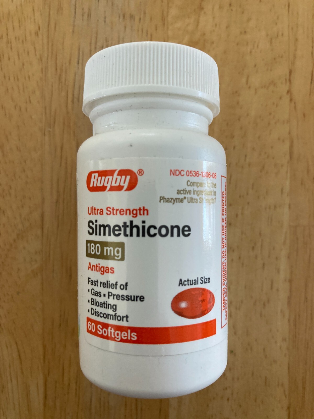 Rugby Ultra Strength Simethicone Antigas 180 mg - 60 Softgels (Phazyme ...