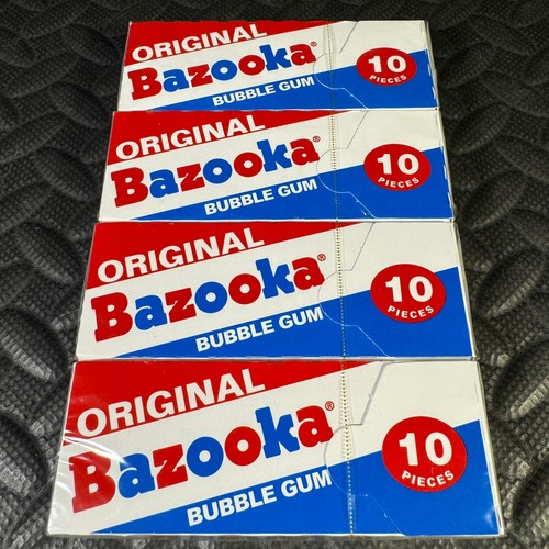 4-PACK LOT BOX BAZOOKA ORIGINAL FLAVOR BUBBLE GUM 10 PIECES PER PACK ...