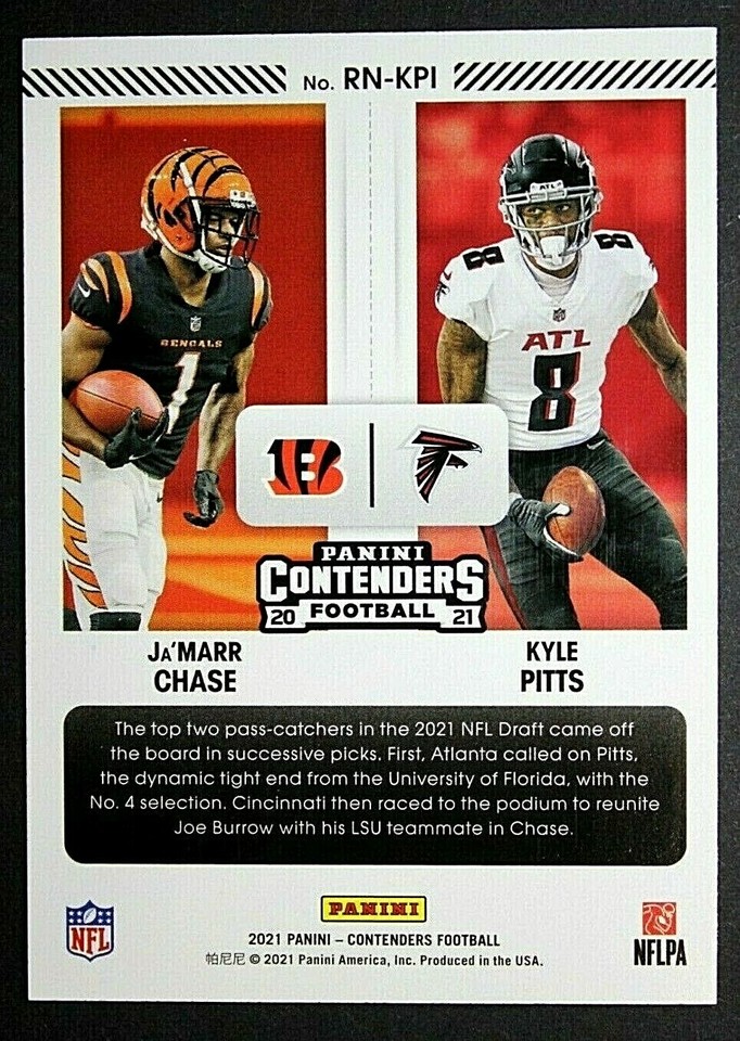 2021 Contenders Kyle Pitts & Ja’Marr Chase Round Numbers Rookie RC CIN ...