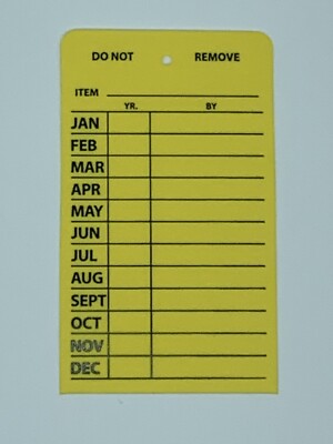 50 PLASTIC MONTHLY INSPECTION TAGS FIRE EXTINGUISHER 1-YEAR 2 1/2" x 4 ...