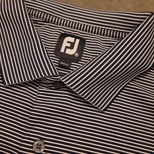 Footjoy FJ Shirt Men's XXL Navy And White Stripe Golf Performance ...