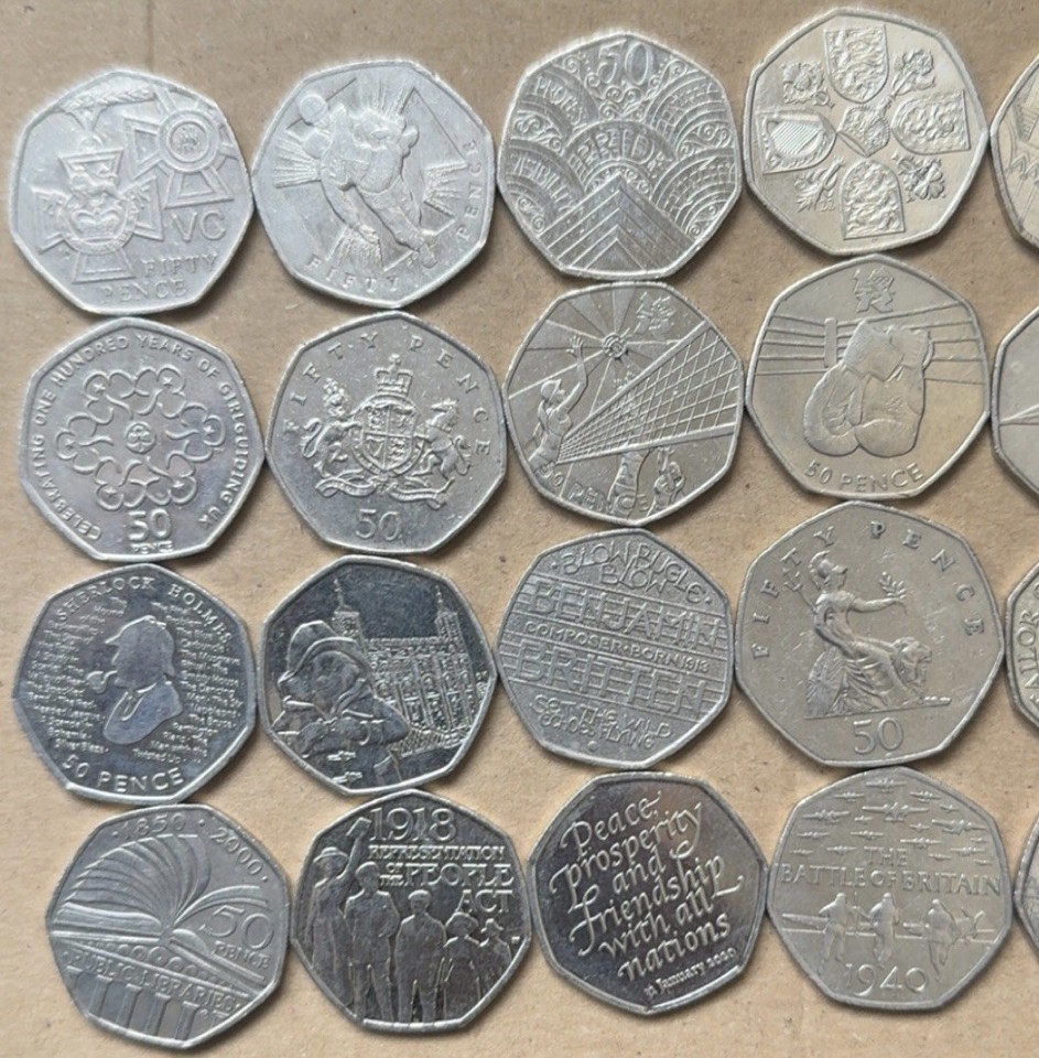 32 x 50p Coins Job Lot All different 50p Rare Set, Coin Bundle Inc ...