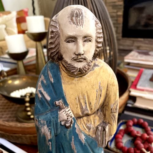 VTG Santos Saint Peter Hand Carved Wood Figure Polychrome Sculpture | eBay