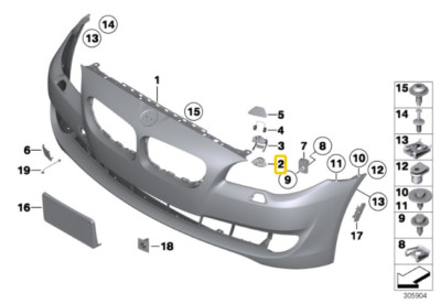 Genuine BMW 5 Series F10 F11 Front Bumper Left Headlight Dummy Plug ...