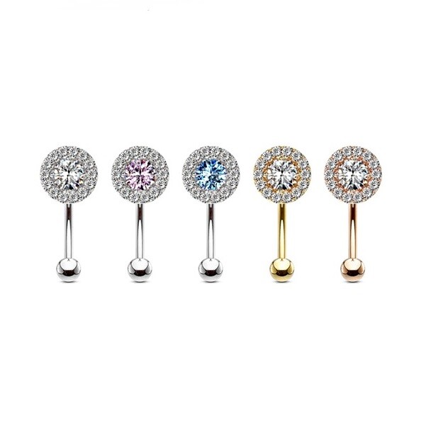 Curved Rook Daith Cartilage Earring, Flower Moon Star Halo Heart ...