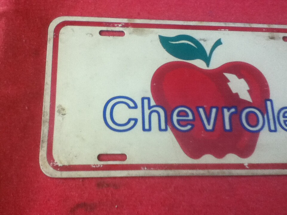 Dealership License Plate Apple Chevrolet York PA Rough Vintage Plastic ...