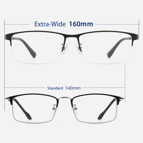 Wide Glasses for Men with Big Face Large Fat Head Half Rim Rectangular ...