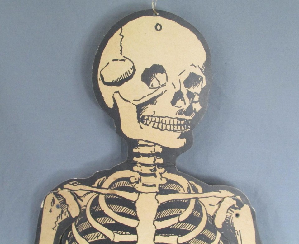Vintage 1950s Halloween Beistle DieCut Jointed Skeleton Decoration Life ...