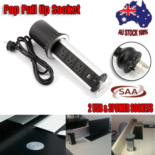Up Power Point 2 USB& 3 Plug Outlet Socket Pull Home Kitchen Unit ...