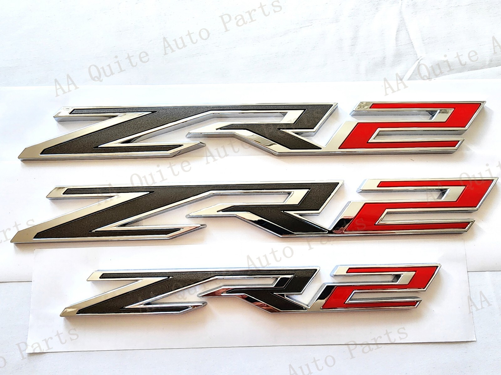4PCS Chrome Red Fender Rear Grill ZR2 Emblems 2022-2024 Chevy Silverado ...
