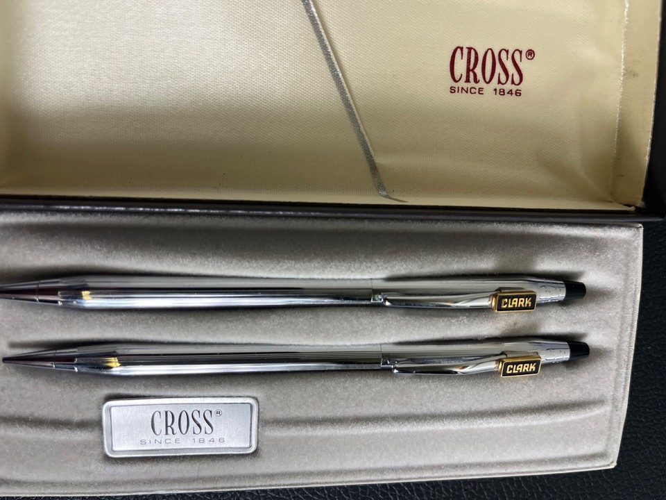 Vintage blue ink Cross Pen And Pencil Set Chrome 3501 w/ Original Box ...