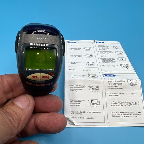 Vintage 1990's SHARP WRIST REMOTE CONTROL TV VIDEO WATCH (Needs Battery ...