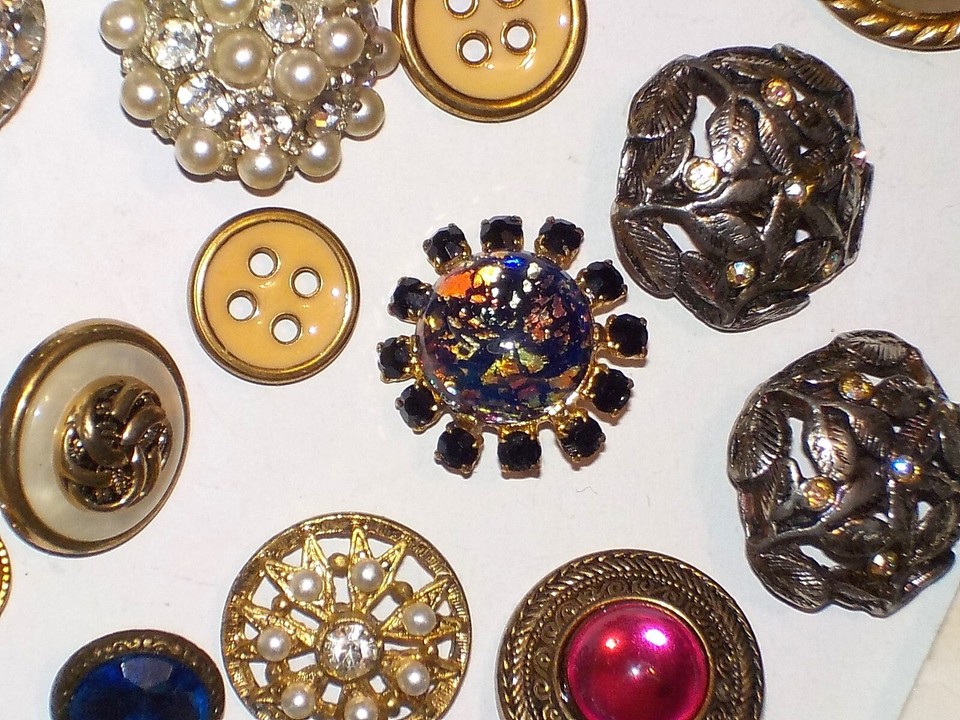 Mixed Bulk Lot Buttons Fancy Metal Rhinestone Enamel Bling Dressy ...