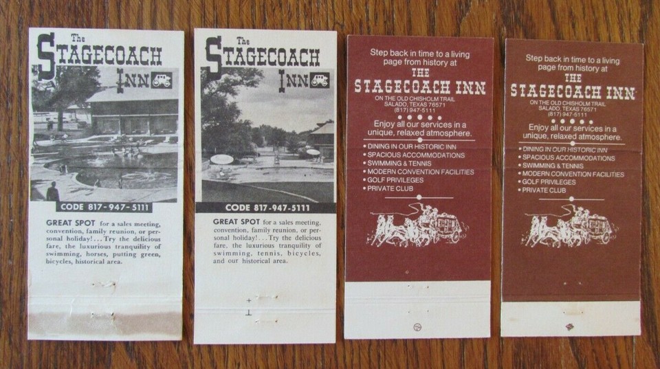 STAGECOACH MATCHBOOK MATCHCOVERS: STAGECOACH INN (SALADO, TEXAS) -E6 | eBay