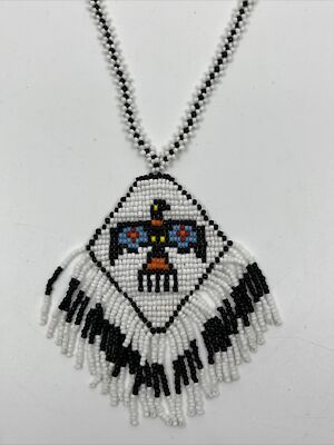 Vintage Estate Glass Beaded Native American Thunderbird Necklace ...