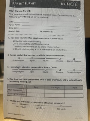 Kumon Sealed Parent Survey 4 NIP Packs (100+) | eBay