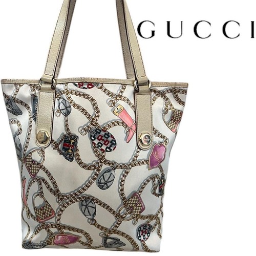 Rare Pattern GUCCI Chain Pattern Tote Bag Gucci Handbag White | eBay