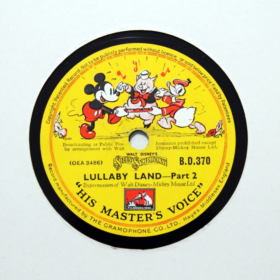 WALT DISNEY'S SILLY SYMPHONY "Lullaby Land" (E+) HMV BD-370 [78 RPM ...