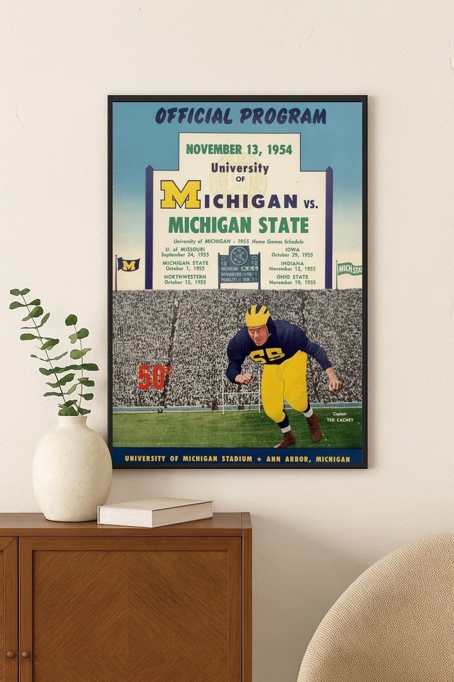 🏈 Retro 1954 Michigan vs. Michigan State Football Poster - 24x36 ...