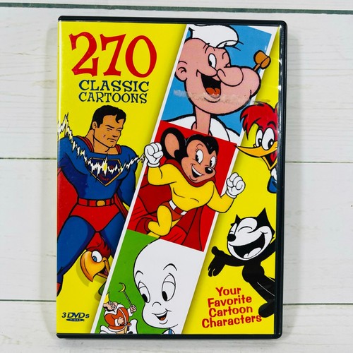 270 Classic Cartoons (DVD, 2011, 3-Disc Set) Superman Popeye FREE ...