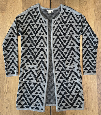 Ariat Aztec Print Open Front Cardigan Women’s S Gray Black Long Sleeve ...