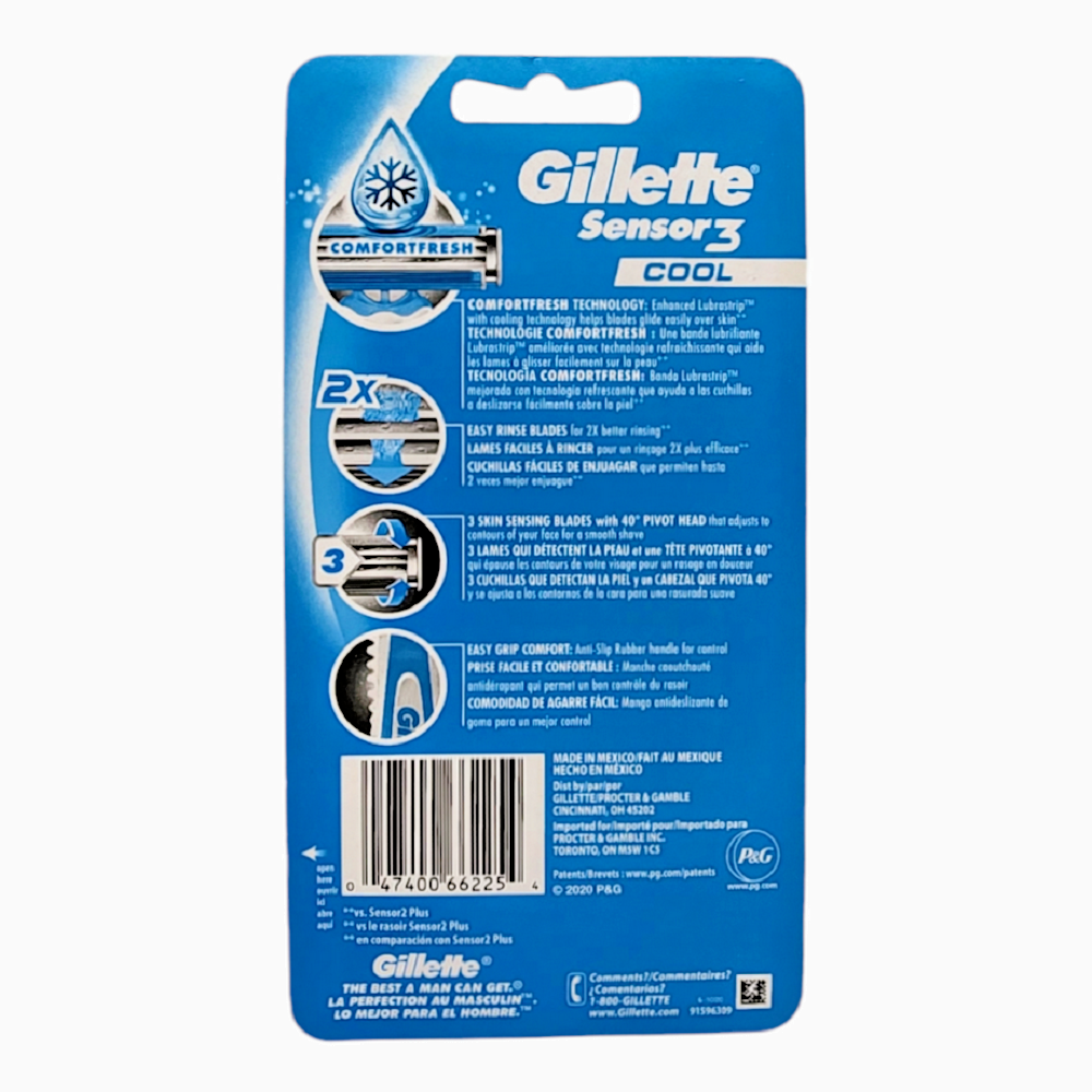 Gillette Sensor3 Cool Disposable Razors 5ct 047400662254a615 for sale ...