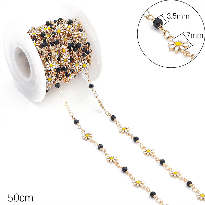 50CM Flower Beaded Colorful Chain Copper Metal Chains For Jewelry ...