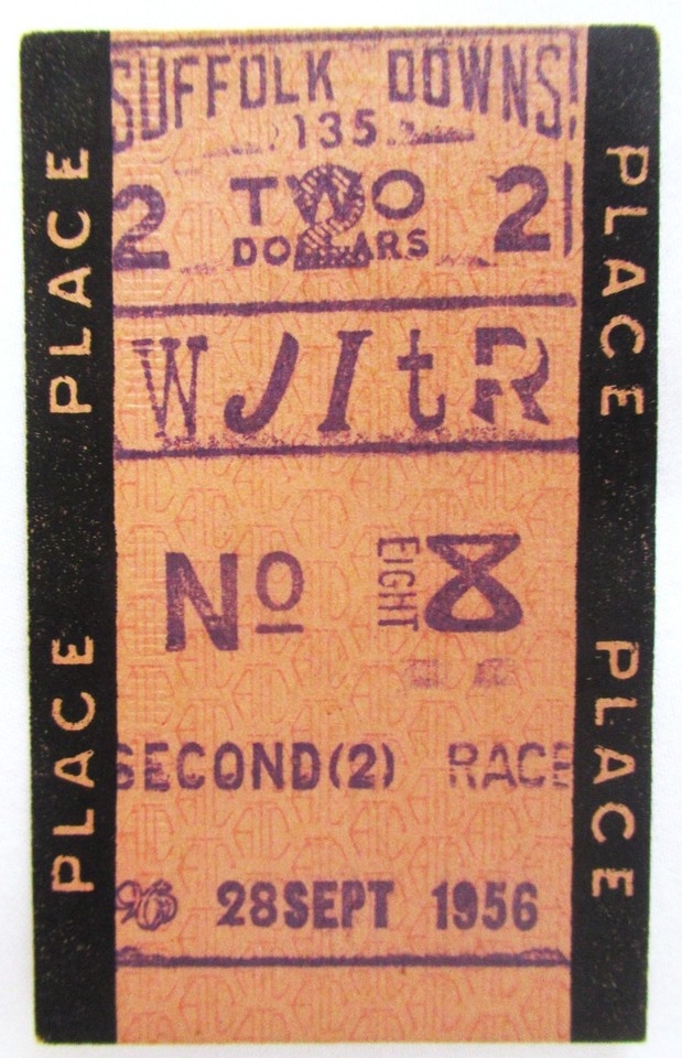 Lot of 6 1950's Suffollk Downs Horse Racing TOTE TICKETS No Bends No ...