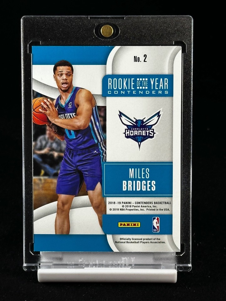 2018-19 PANINI CONTENDERS MILES BRIDGES RC HORNETS ROOKIE #2 ROOKIE OF ...
