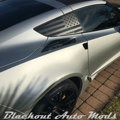 Matte Black C7 Corvette Rear Window American Flag Decal Fits 2014-2019 ...
