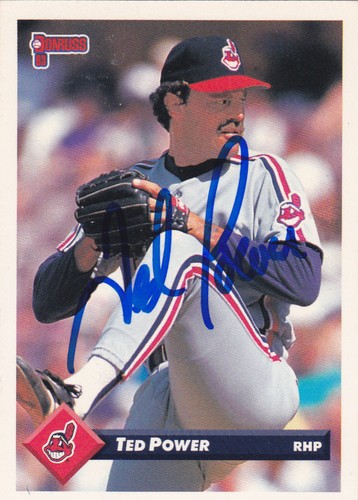 TED POWER CLEVELAND INDIANS SIGNED CARD REDS ROYALS CARDINALS DODGERS ...