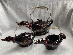 Vintage Red ware Japanese Duck Duckling Tea Set | eBay